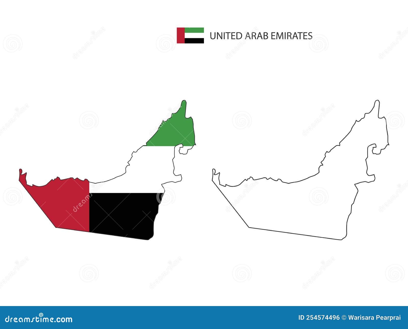 United Arab Emirates Map City Vector Divided By Outline Simplicity