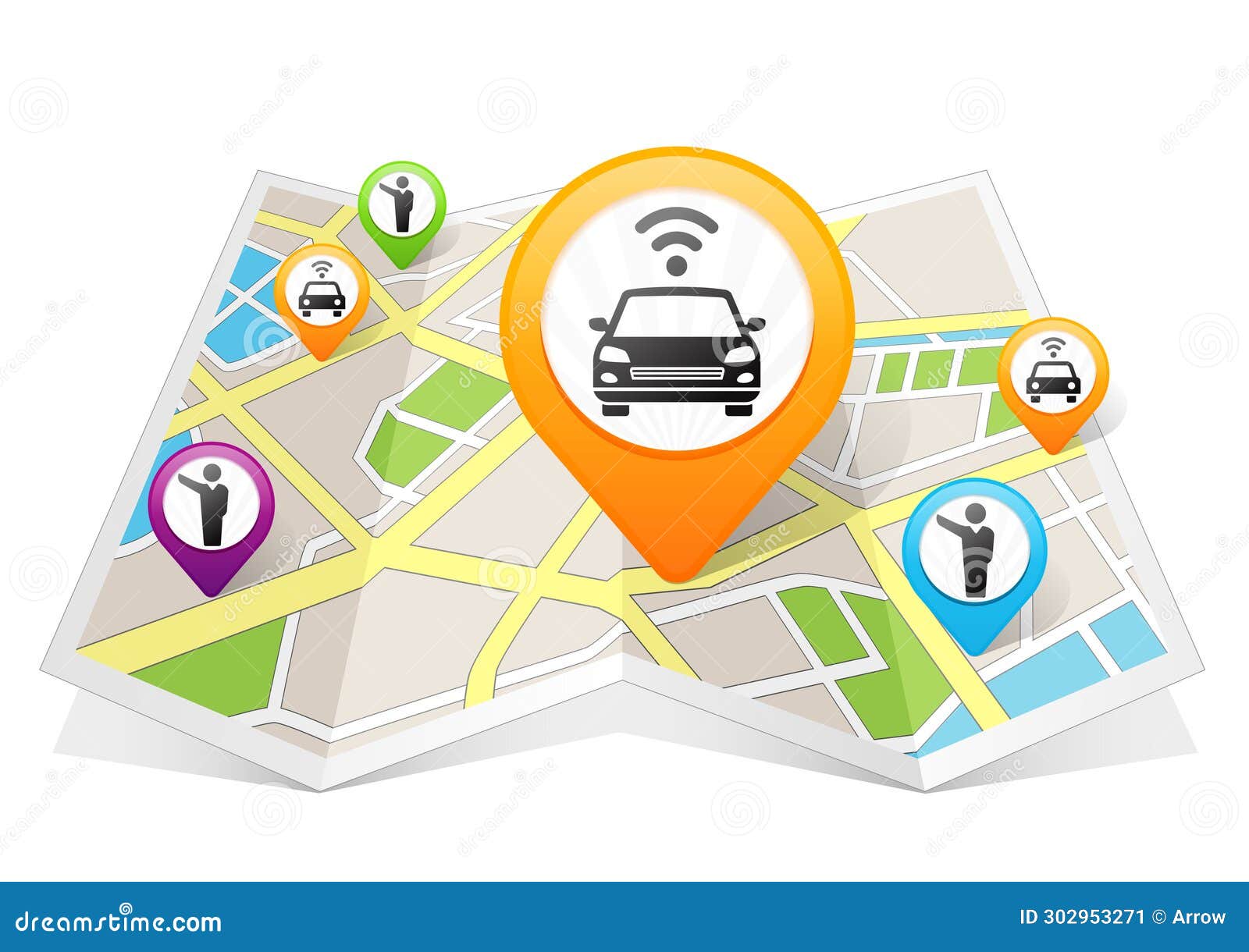 Car Hailing Apps Concept On A Map On White Background Royalty-Free ...
