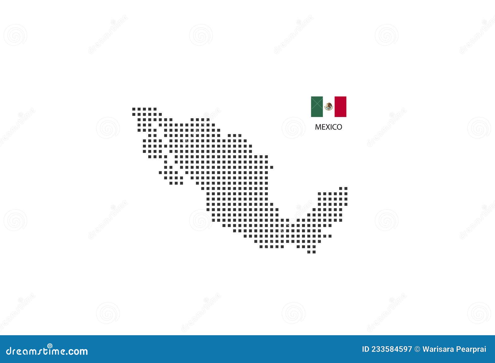 Vector Square Pixel Dotted Map of Mexico Isolated on White Background ...