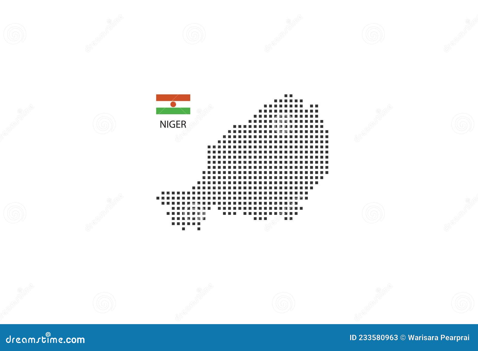 Vector Square Pixel Dotted Map Of Niger Isolated On White Background ...