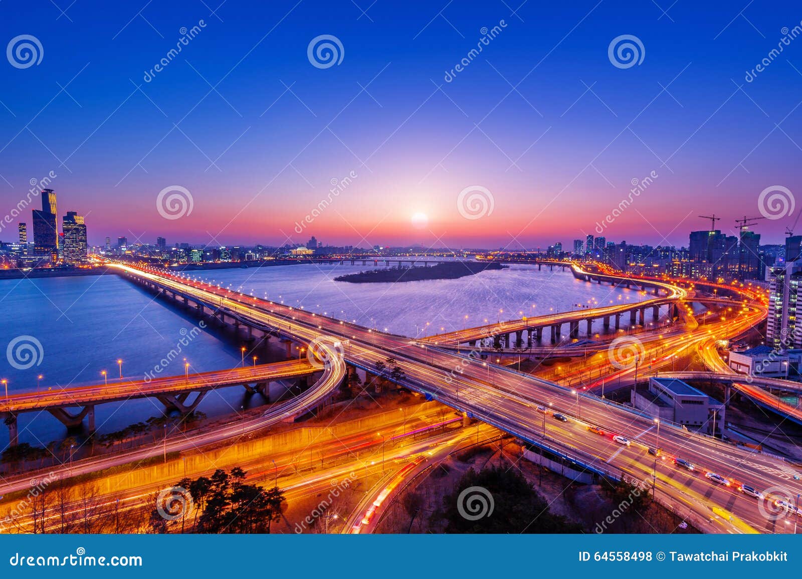 Mapo Bridge and Seoul Cityscape in Korea. Stock Photo - Image of life ...