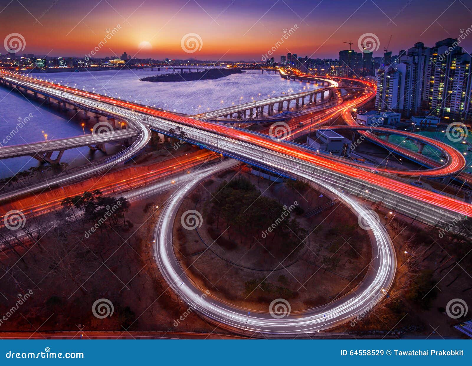 Mapo Bridge and Seoul Cityscape in Korea. Stock Image - Image of scene ...