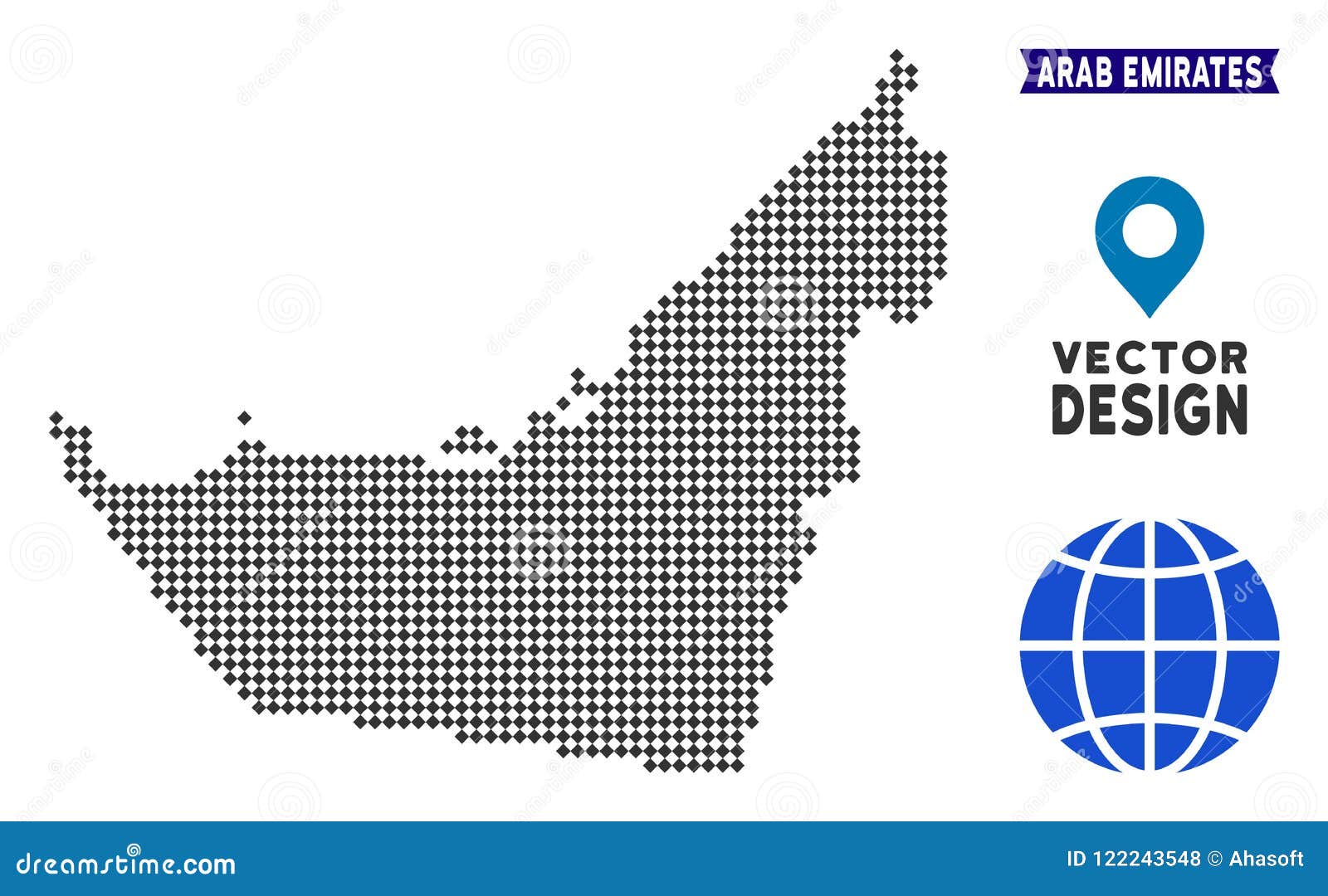 Mappa Araba Degli Emirati Di Pixelated Illustrazione Vettoriale ...