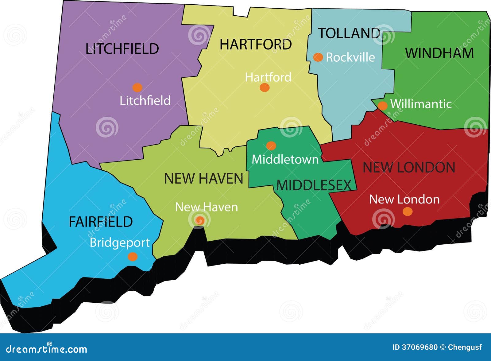 Mappa 3d Dello Stato Di Connecticut Illustrazione Vettoriale ...