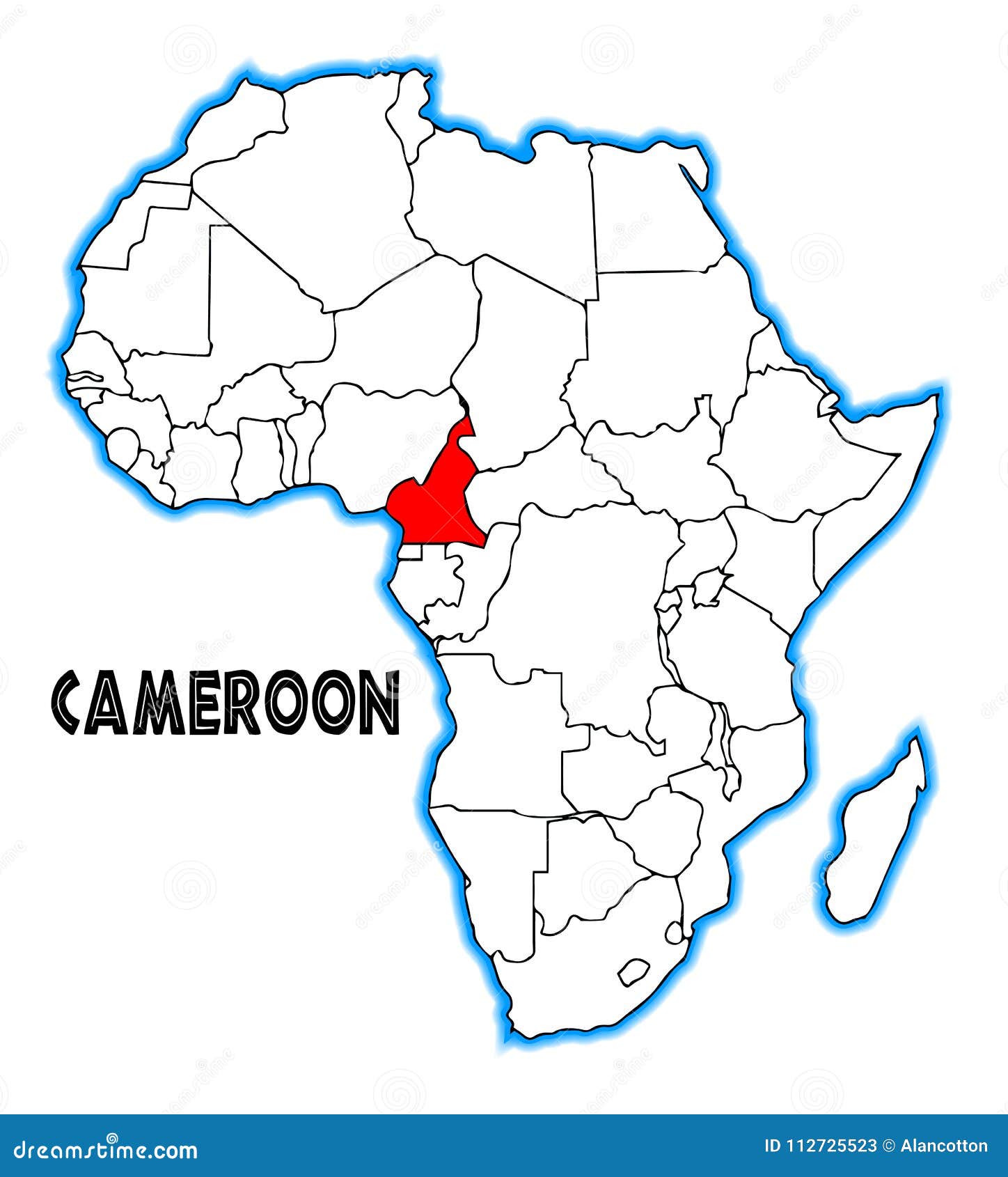 Mappa del Camerun Africa illustrazione vettoriale. Illustrazione di ...