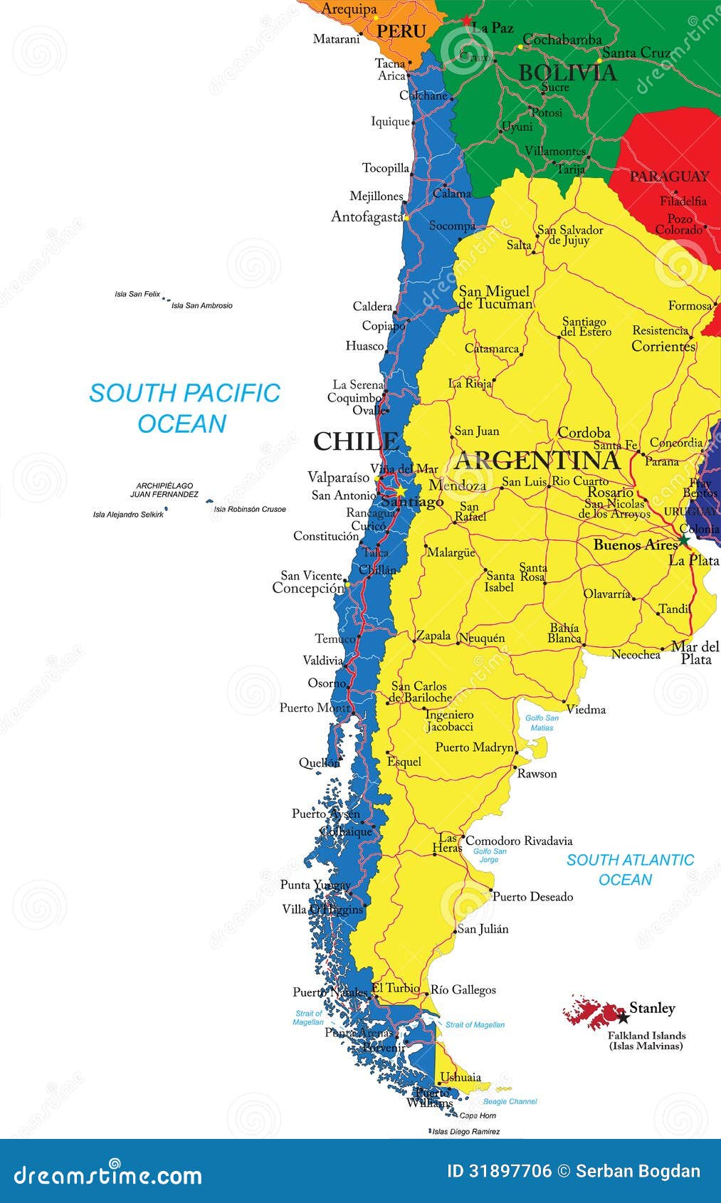 Mappa Del Cile Immagine Stock Libera da Diritti - Immagine: 31897706