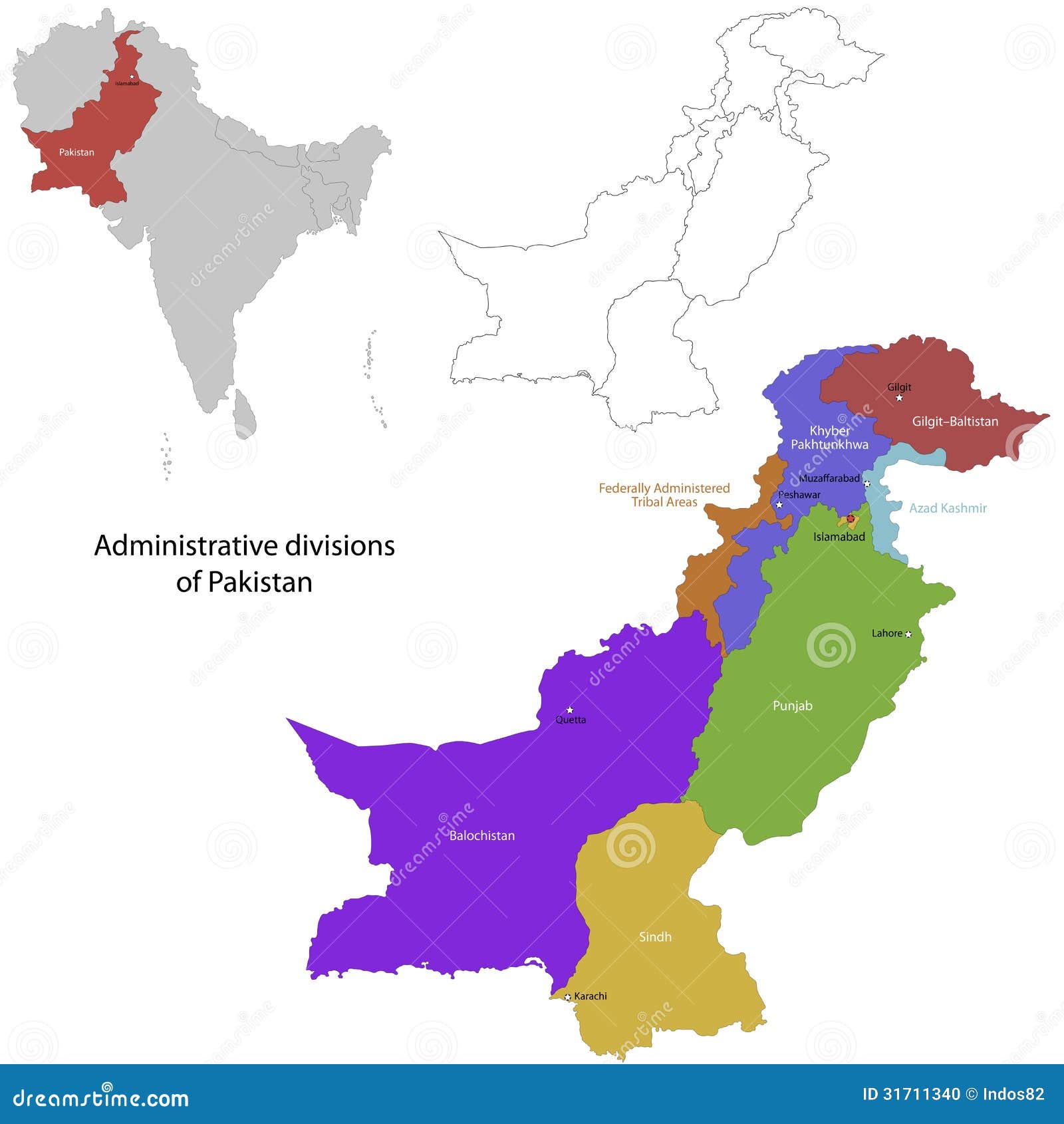 Mappa del Pakistan illustrazione vettoriale. Illustrazione di golfo ...