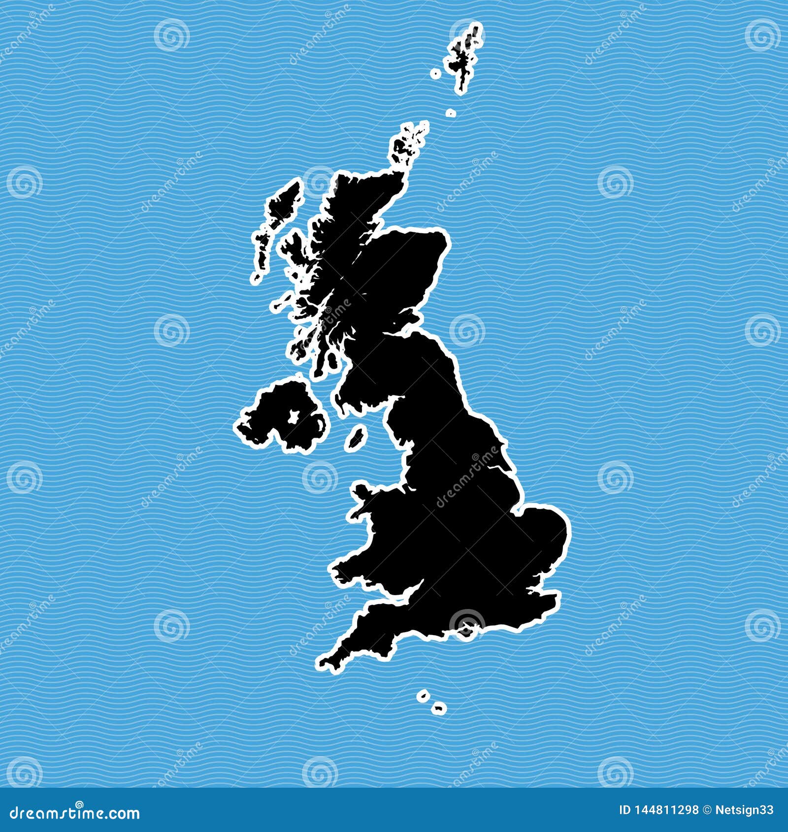 Mappa Del Regno Unito Come Isola Illustrazione Vettoriale ...