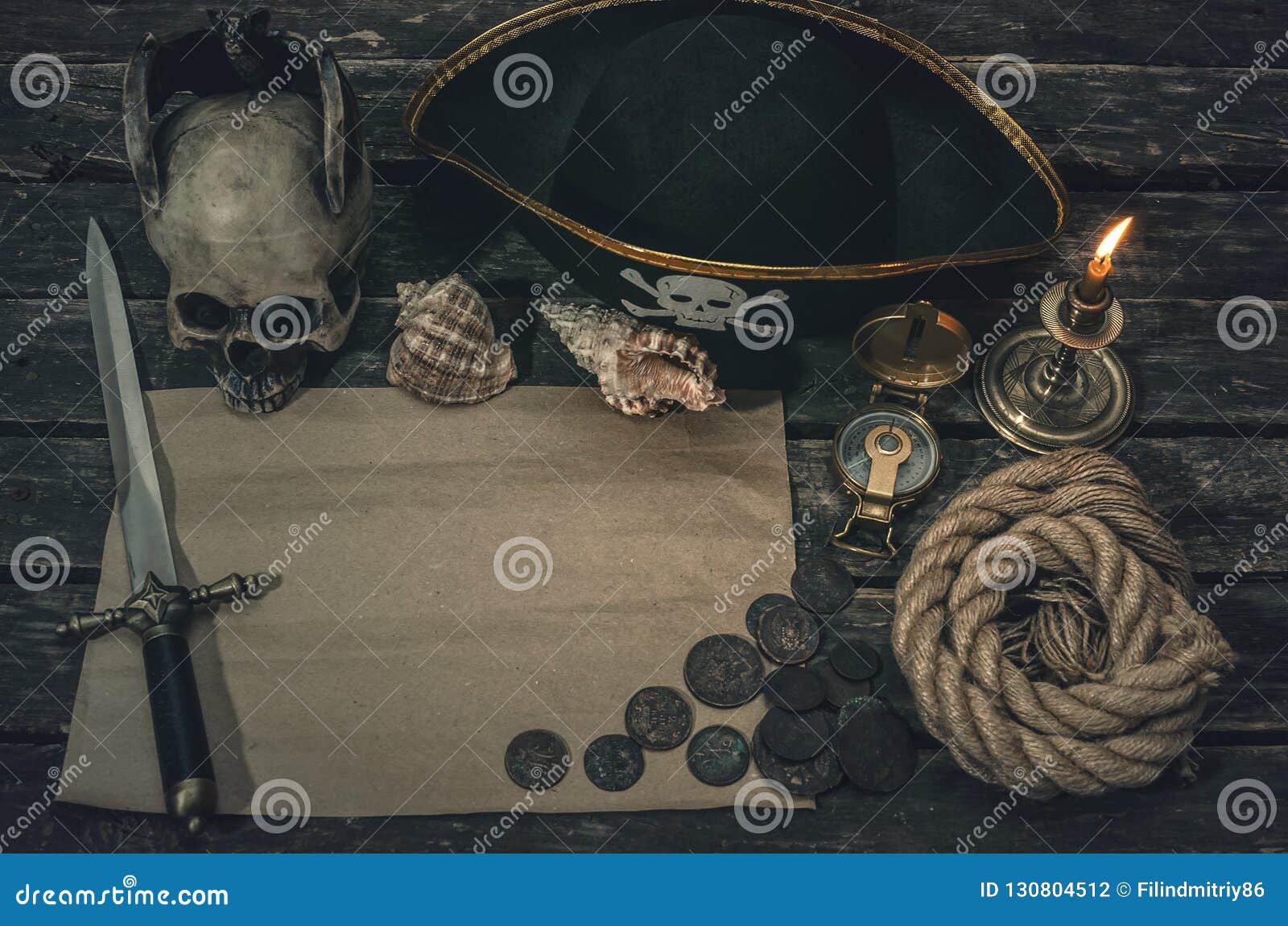 Mappa Del Tesoro Del Pirata Fotografia Stock - Immagine di esploratore ...