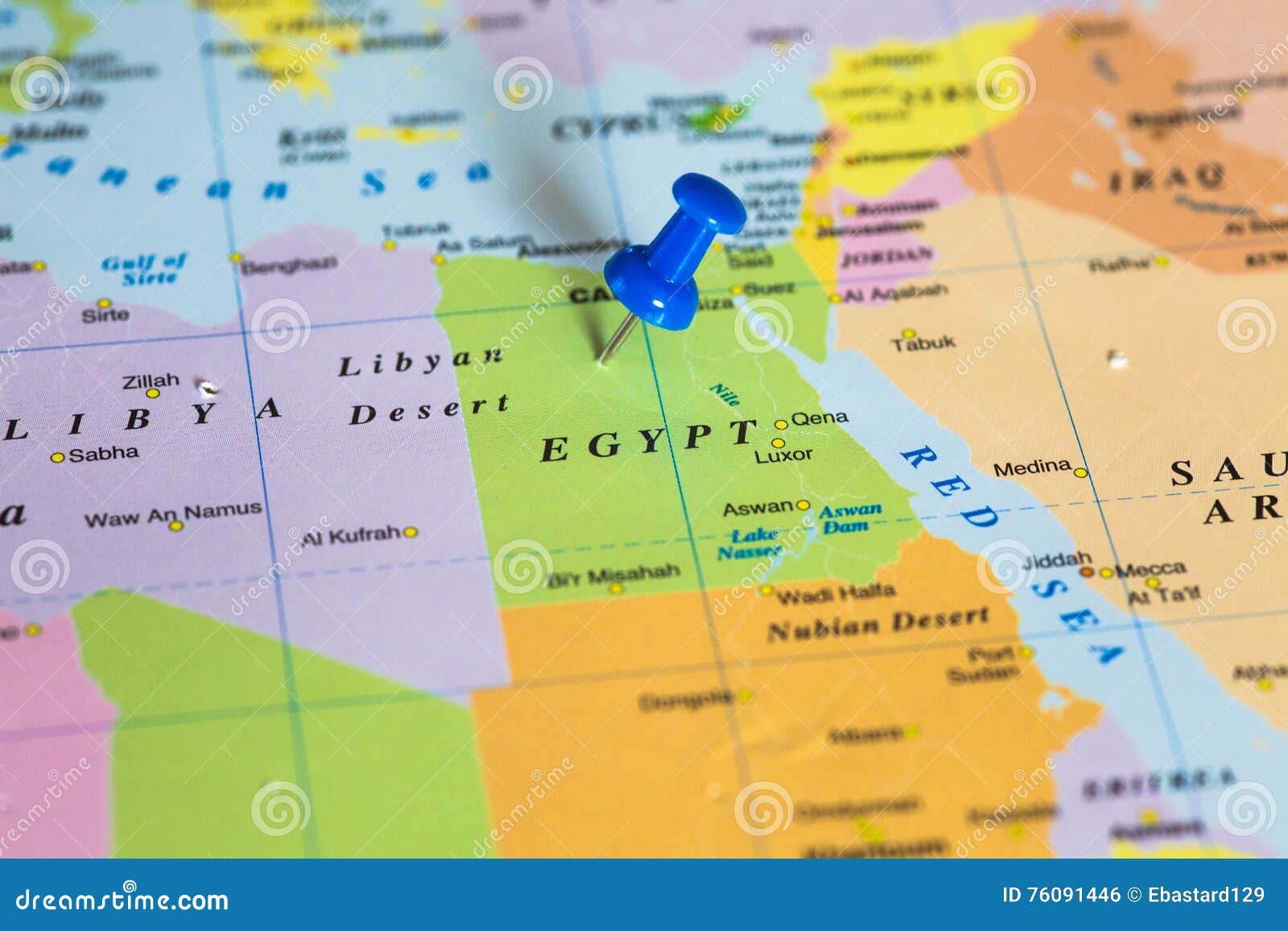 Mappa Dell'Egitto Con Un a Pressione Attaccato Fotografia Stock ...
