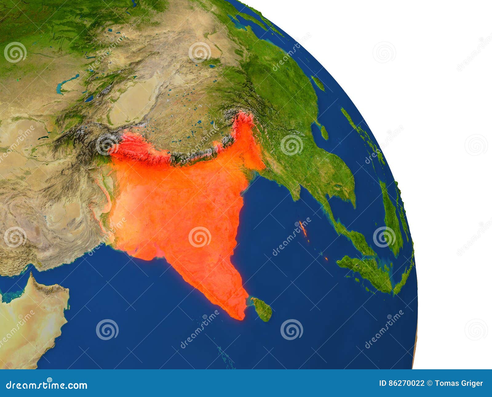 Mappa dell'India nel rosso illustrazione di stock. Illustrazione di ...