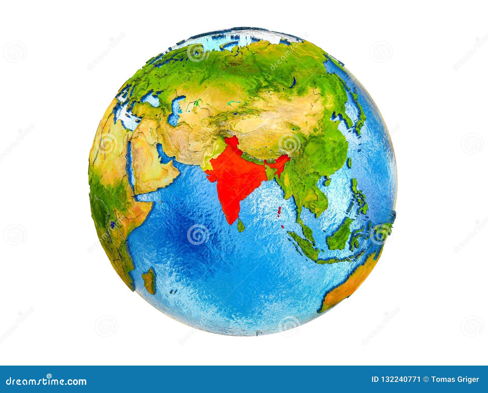 Mappa Dell'India Su Terra 3D Isolata Immagine Stock - Immagine di ...