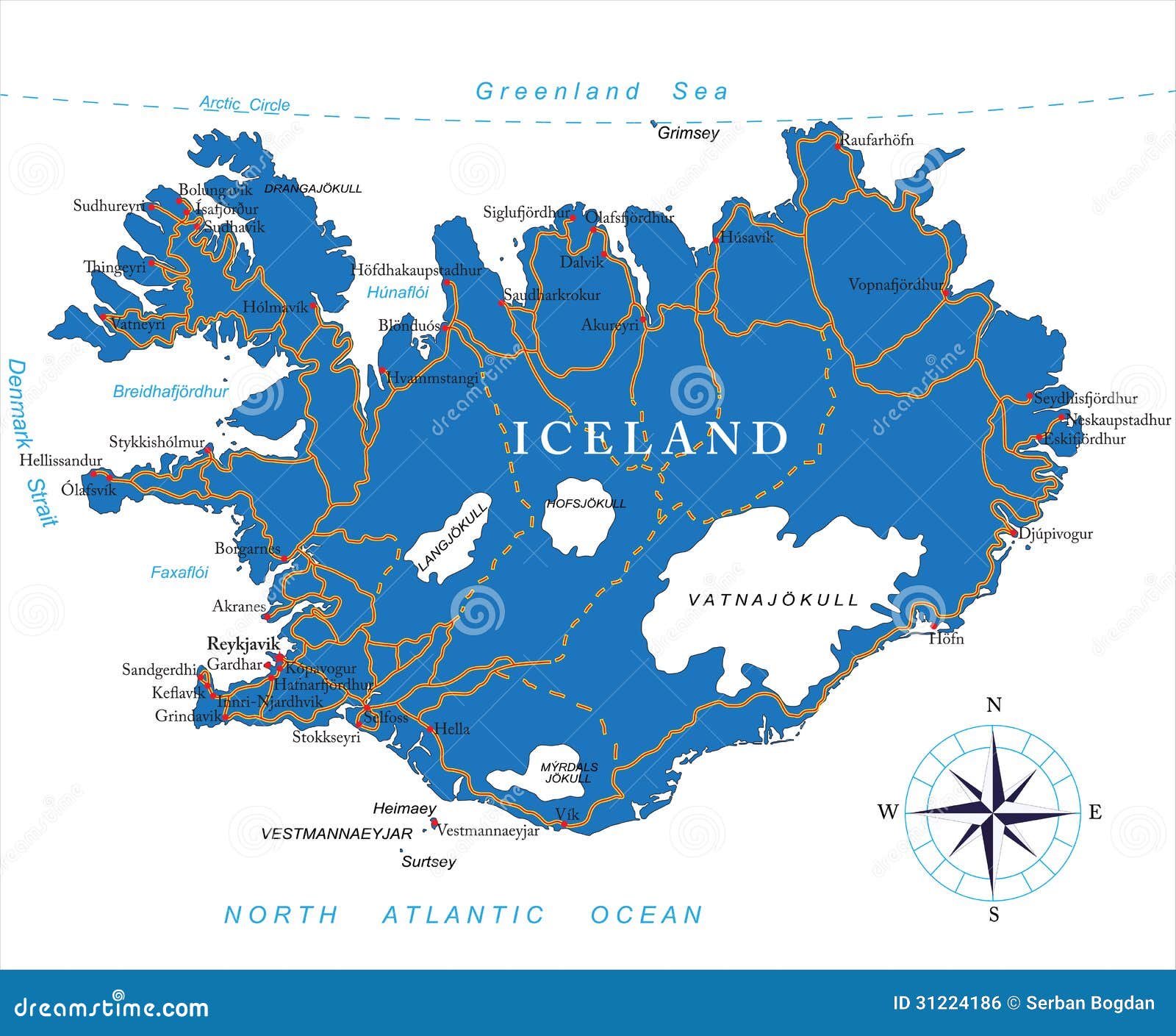 Mappa dell'Islanda illustrazione vettoriale. Illustrazione di cerchio ...