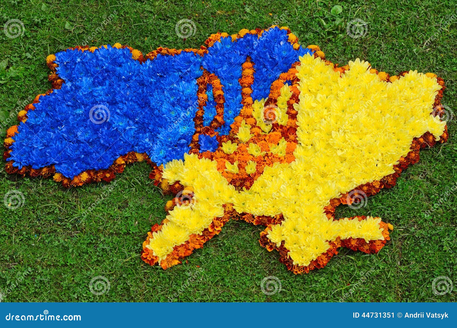 Mappa Dell'Ucraina (contorni), Stemma Ucraina (tridente) in Blu ...