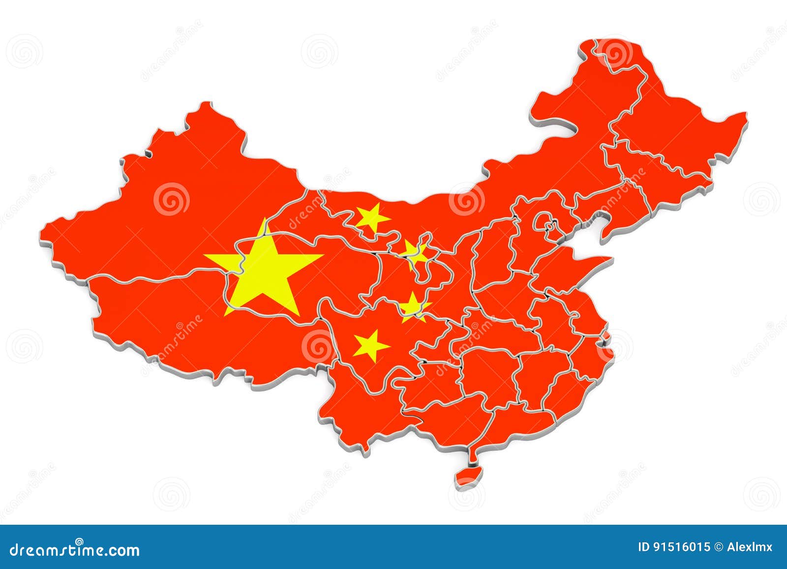 Mappa Della Cina, Rappresentazione 3D Illustrazione di Stock ...