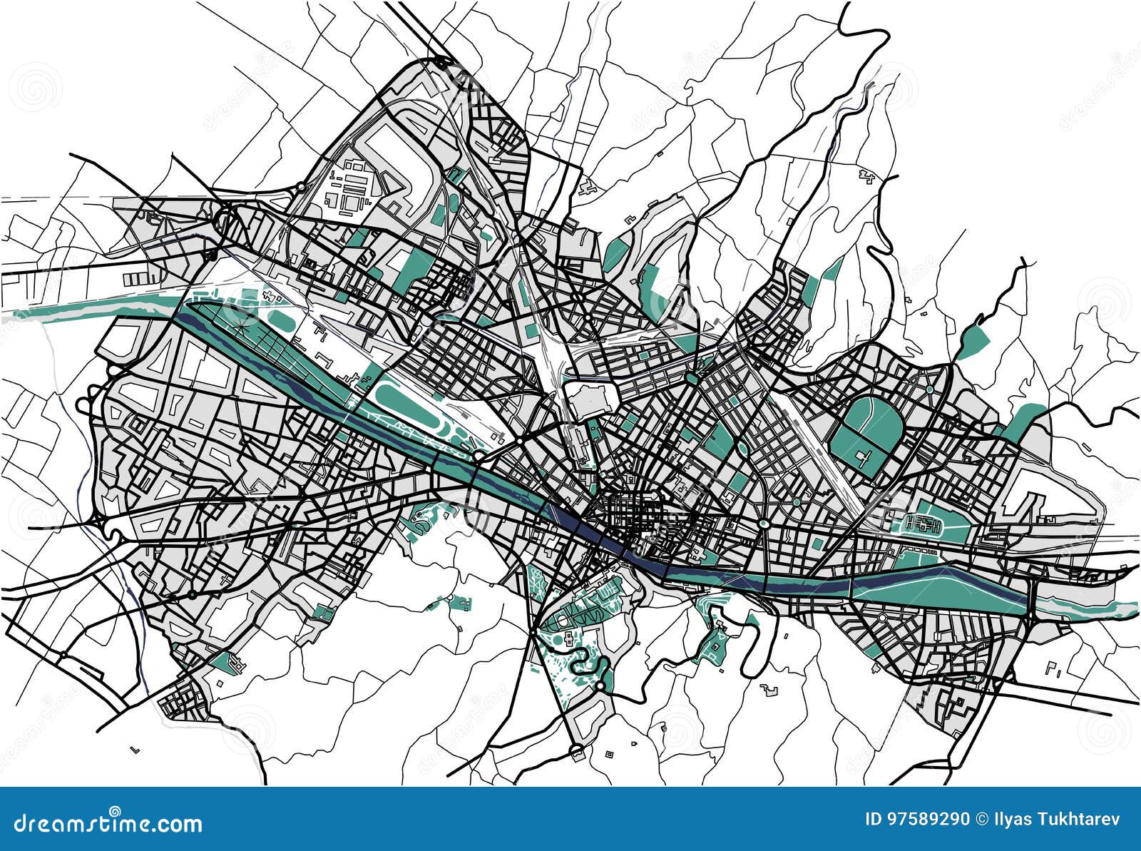 Mappa Della Città Di Firenze, Italia Illustrazione Vettoriale ...