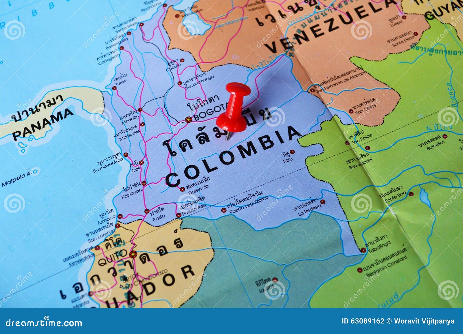 Mappa della Colombia fotografia stock. Immagine di colombia - 63089162