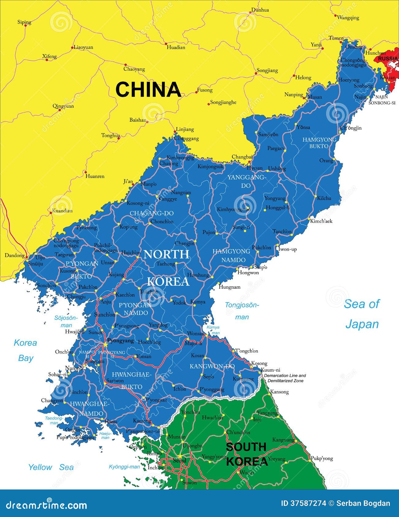 Mappa Della Corea Del Nord Immagini Stock - Immagine: 37587274