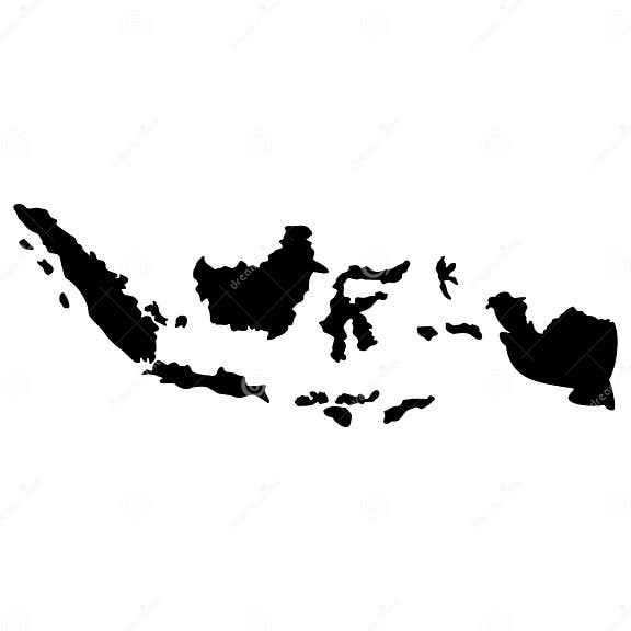 Mappa Della Frontiera Nera Dell Indonesia Semplice Disegno Vettoriale Piatto Cartina Indonesia