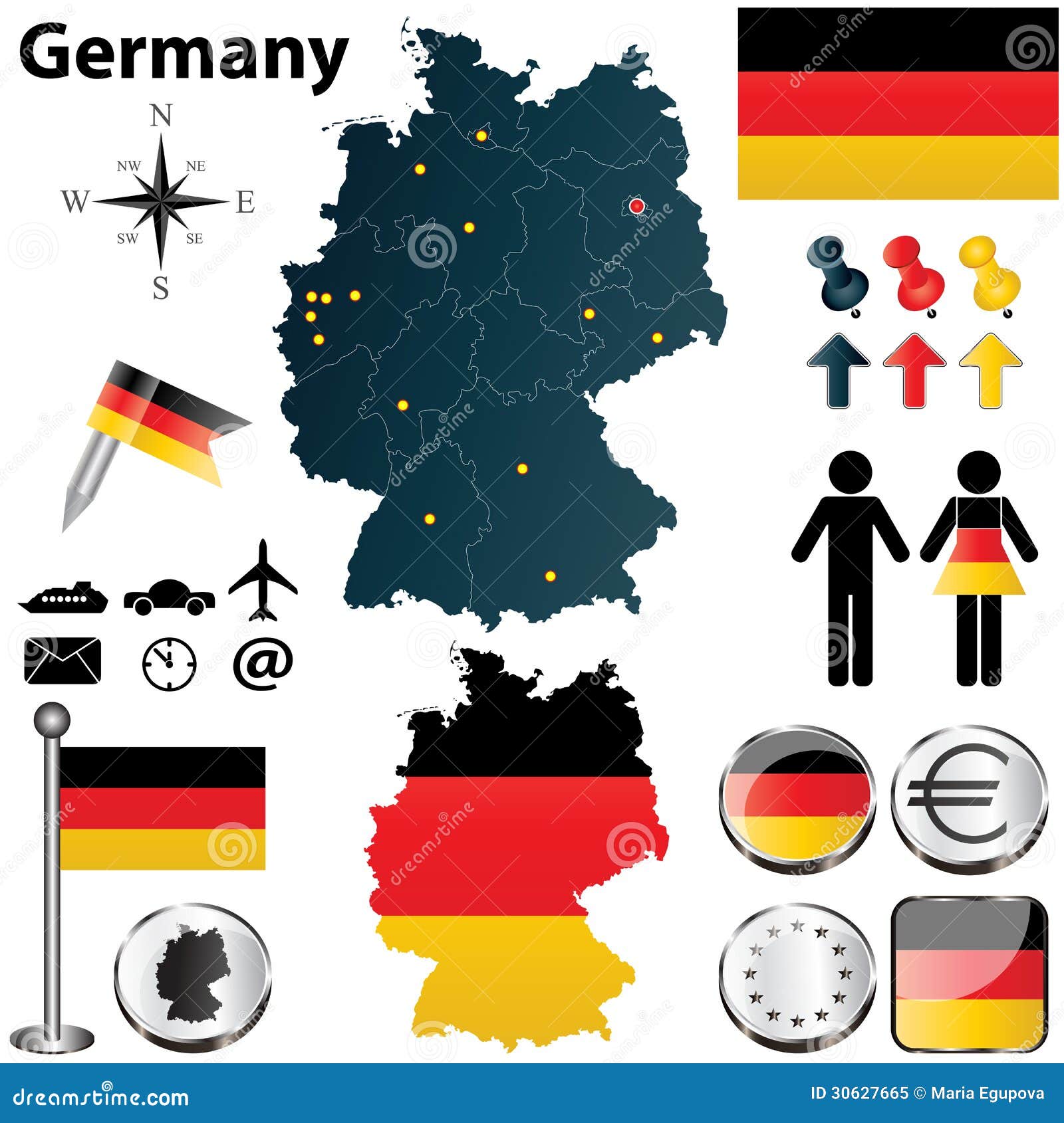 Mappa Della Germania Con Le Regioni Illustrazione Vettoriale ...