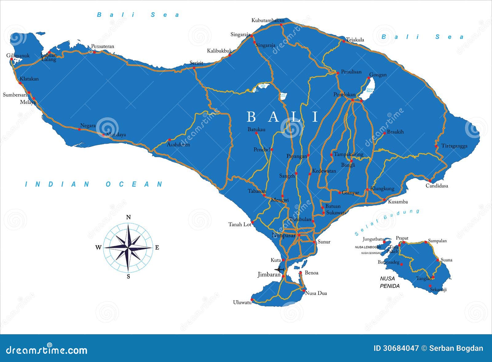 Mappa di Bali illustrazione vettoriale. Illustrazione di tropicale ...