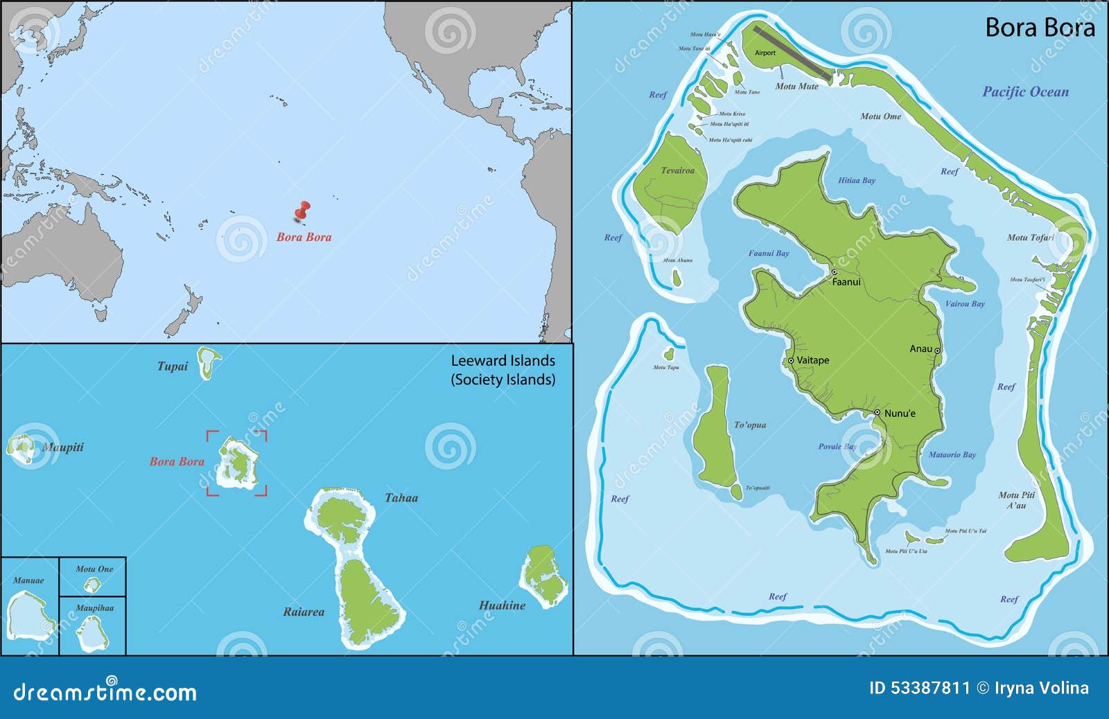 Mappa di Bora Bora illustrazione vettoriale. Illustrazione di distretto ...
