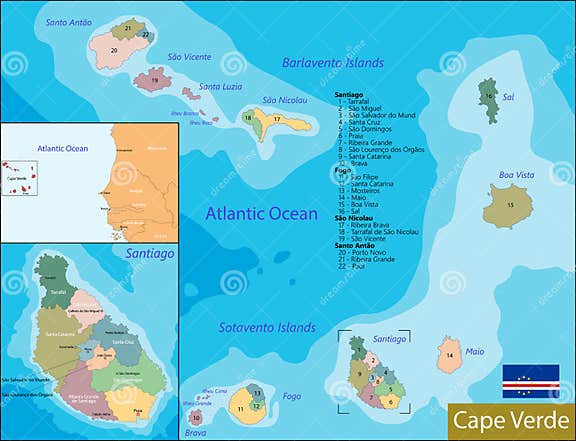 MAPPA di Capo Verde illustrazione vettoriale. Illustrazione di africa ...