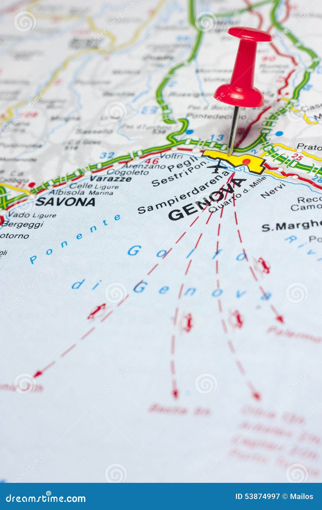 Mappa di Genova Italia immagine stock. Immagine di posizione - 53874997