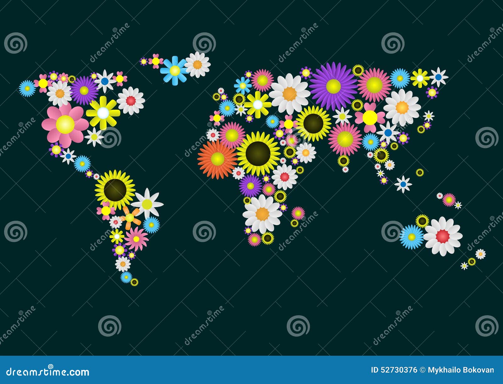 Mappa di mondo del fiore illustrazione vettoriale. Illustrazione di ...