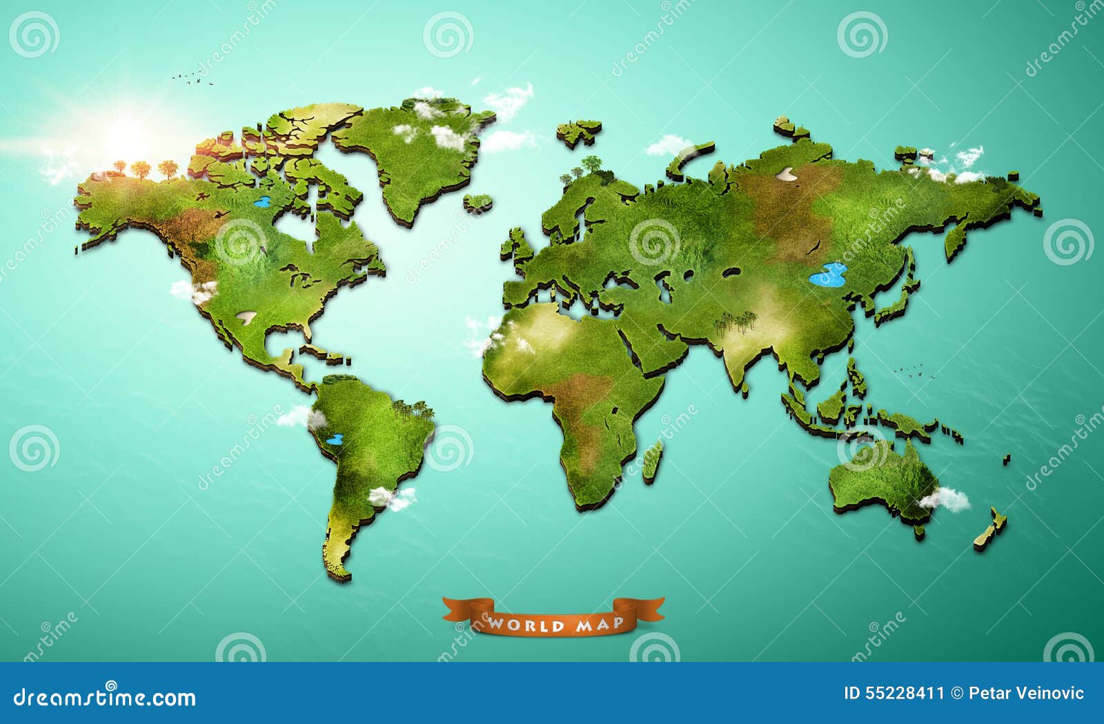 Mappa Di Mondo Realistica 3D Illustrazione di Stock - Illustrazione di ...