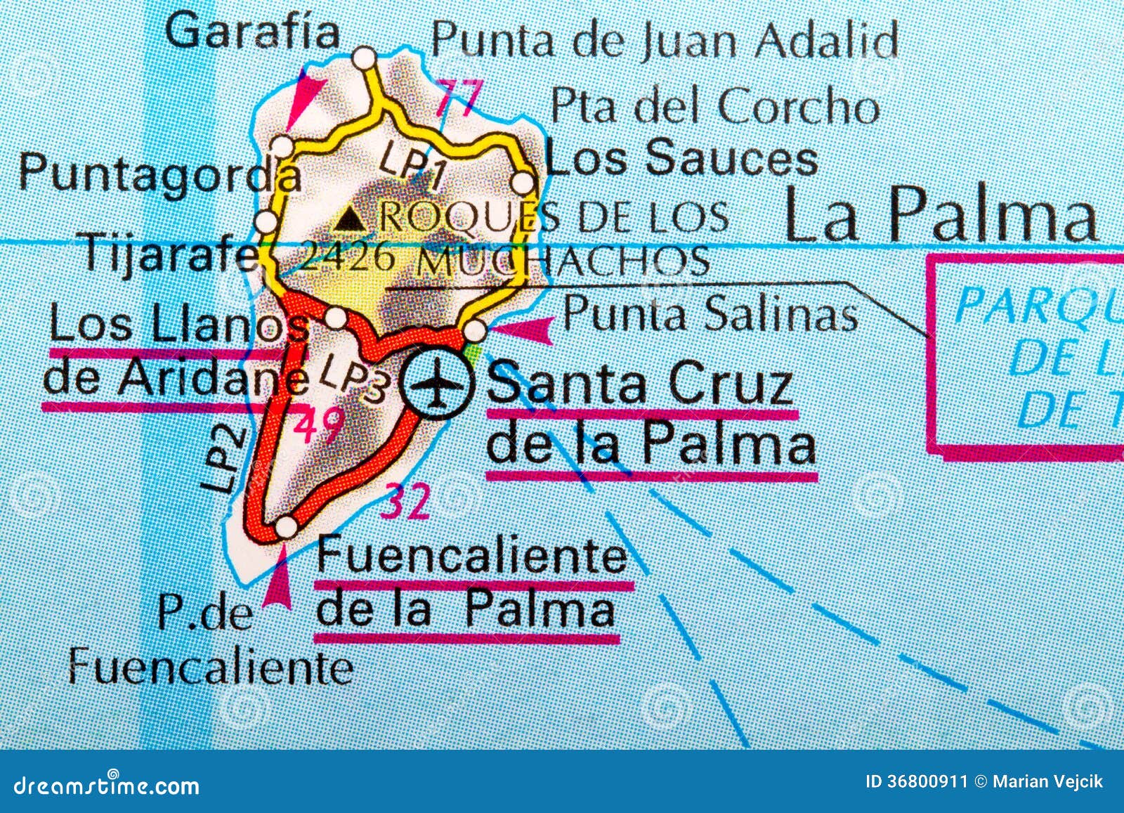 Mappa di Palma della La immagine stock. Immagine di strada - 36800911