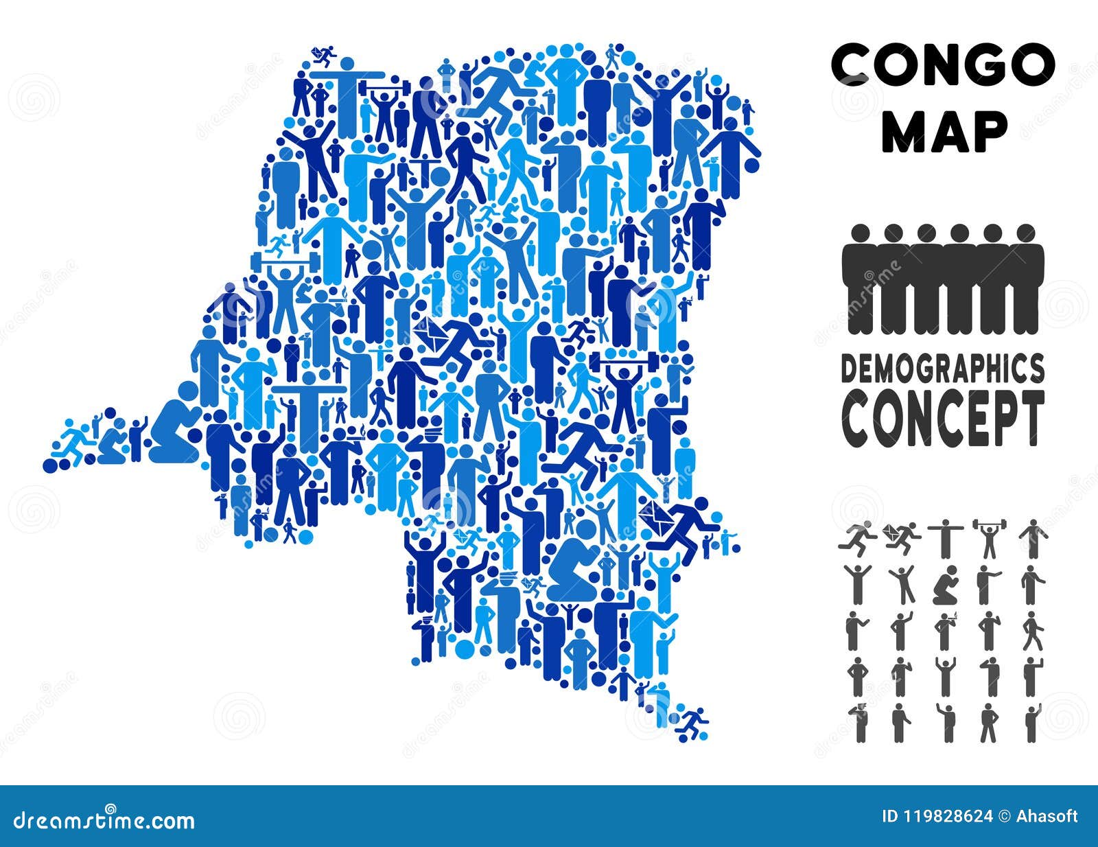 Mappa Di Repubblica Democratica Del Congo Della Gente Illustrazione ...