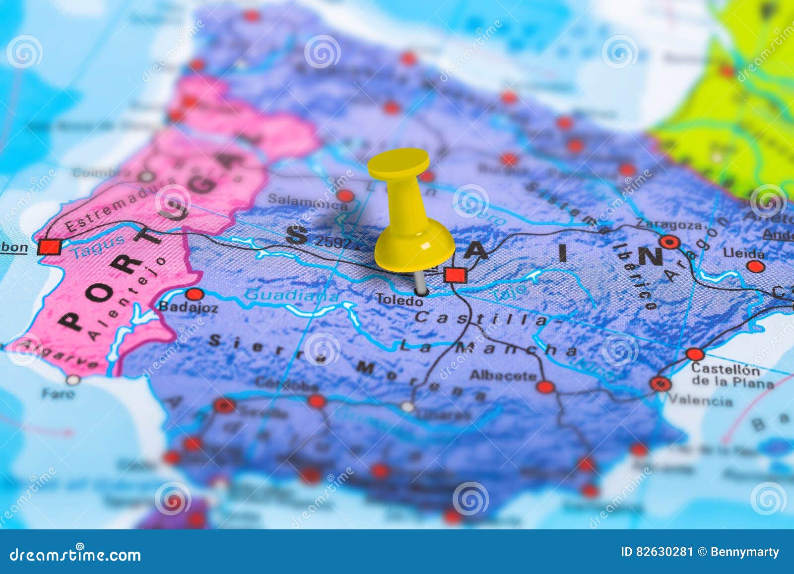 Mappa di Toledo Spain immagine stock. Immagine di geografia - 82630281