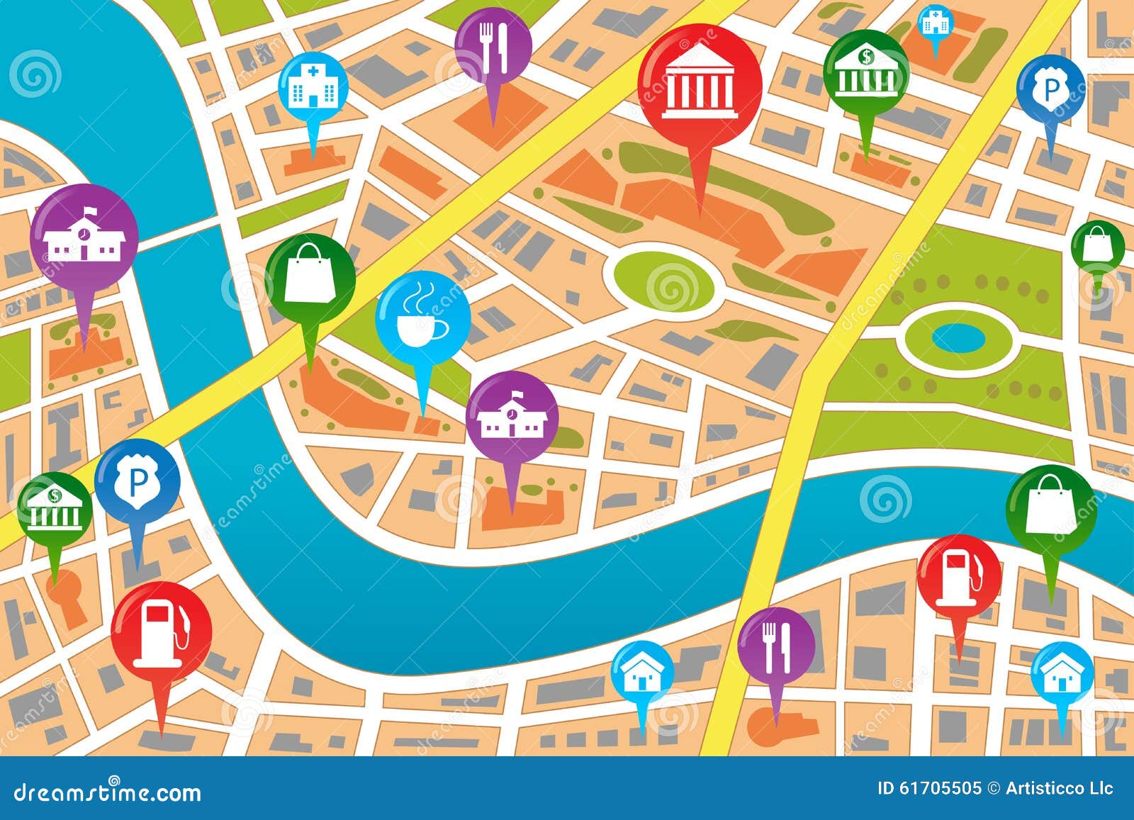 Mappa Di Una Città Nello Stile Di GPS Illustrazione Vettoriale ...
