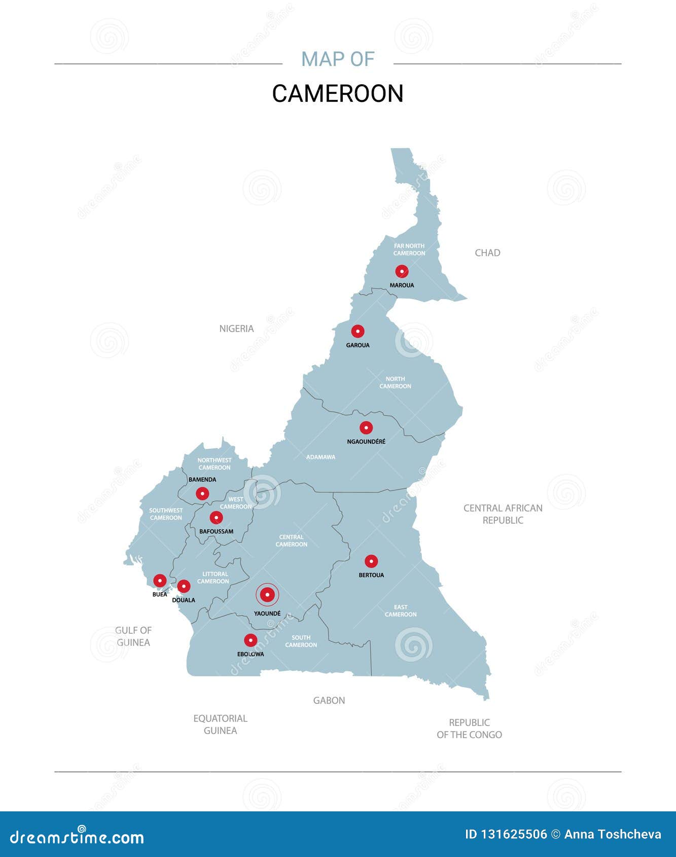 Mappa Di Vettore Del Camerun Illustrazione Vettoriale - Illustrazione ...