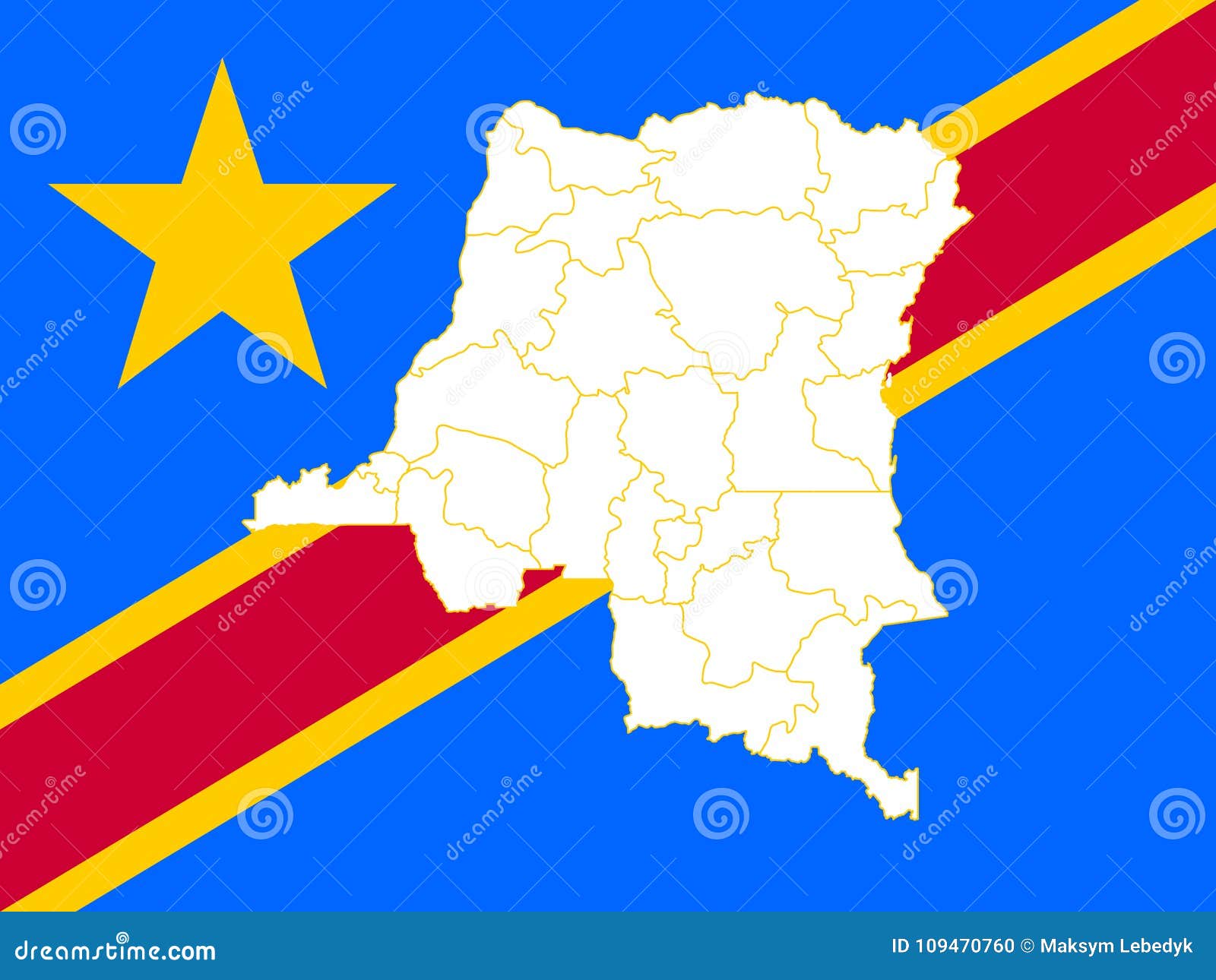 Mappa E Bandiera Del Repubblica Democratica Del Congo Illustrazione di ...