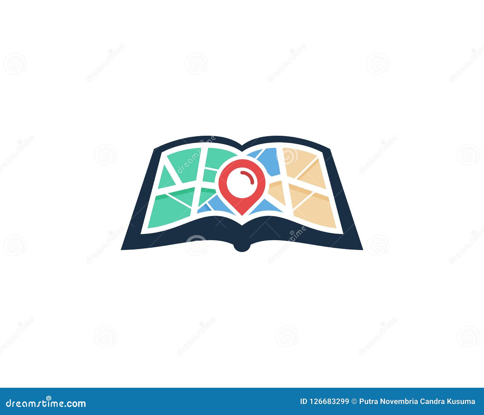 Mappa Logo Icon Design Del Libro Illustrazione Vettoriale ...