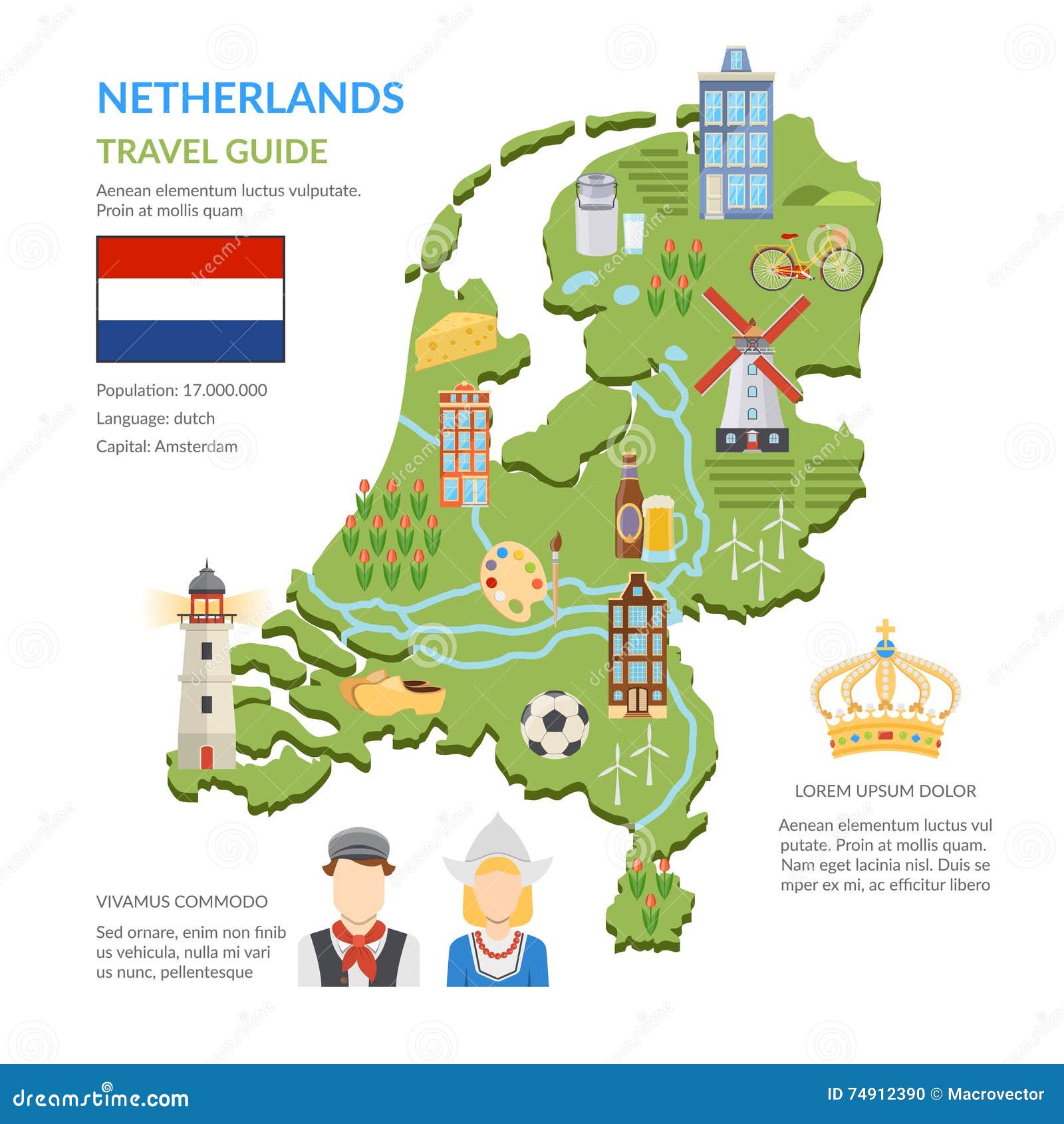 Mappa Olandese Infographics Piano Illustrazione Vettoriale ...