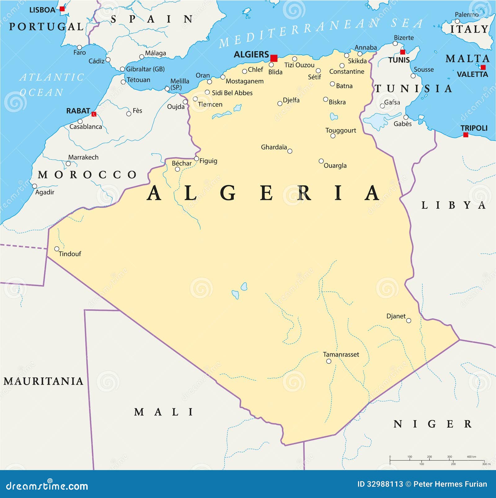 Mappa Politica Dell'Algeria Illustrazione Vettoriale - Illustrazione di ...