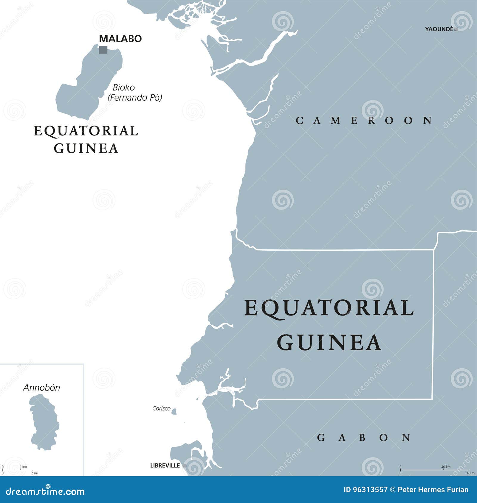 Mappa Politica Della Guinea Equatoriale Illustrazione Vettoriale ...