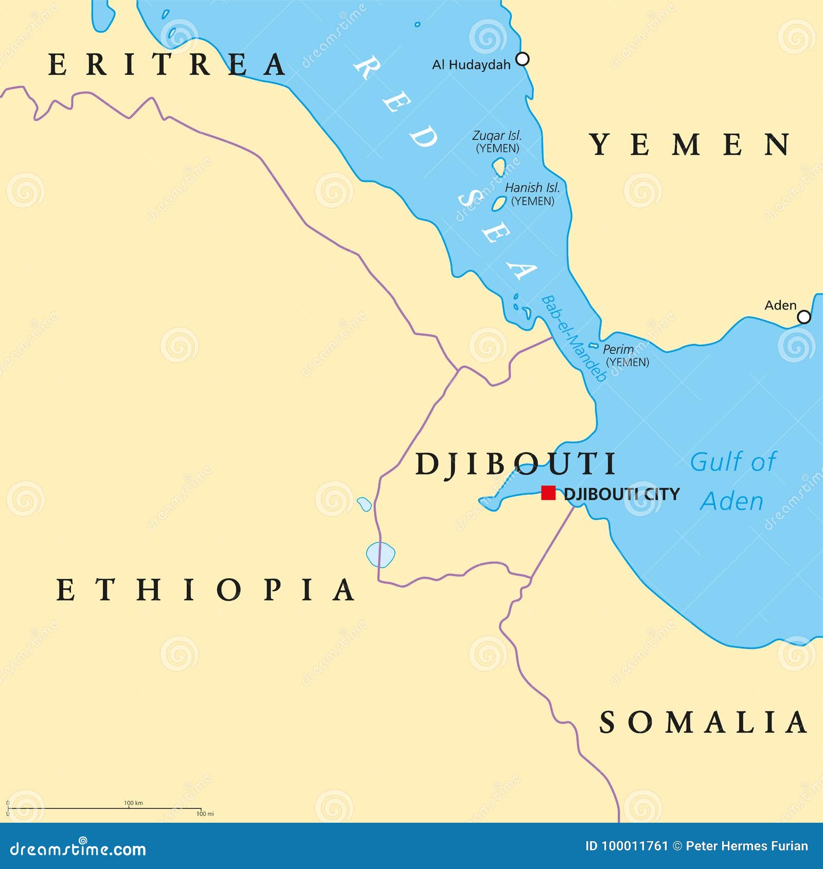 Mappa Politica Di Bab El Mandeb Strait Illustrazione Vettoriale ...