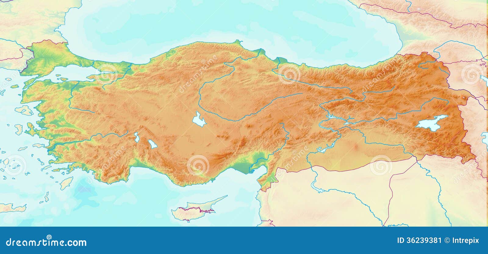 Mappa Topografica Della Turchia Illustrazione di Stock - Illustrazione ...