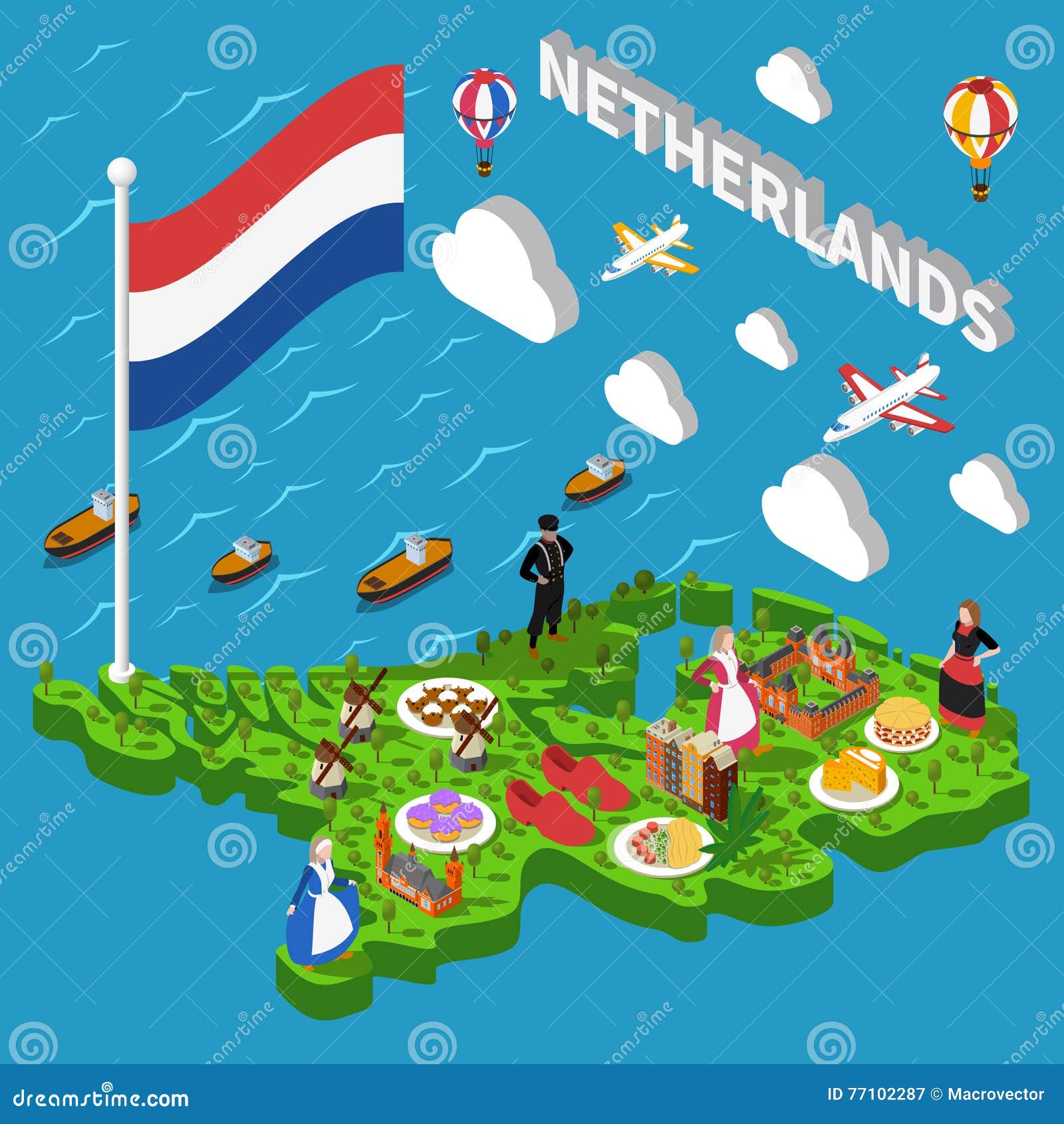 Mappa turistica olandese illustrazione vettoriale. Illustrazione di ...