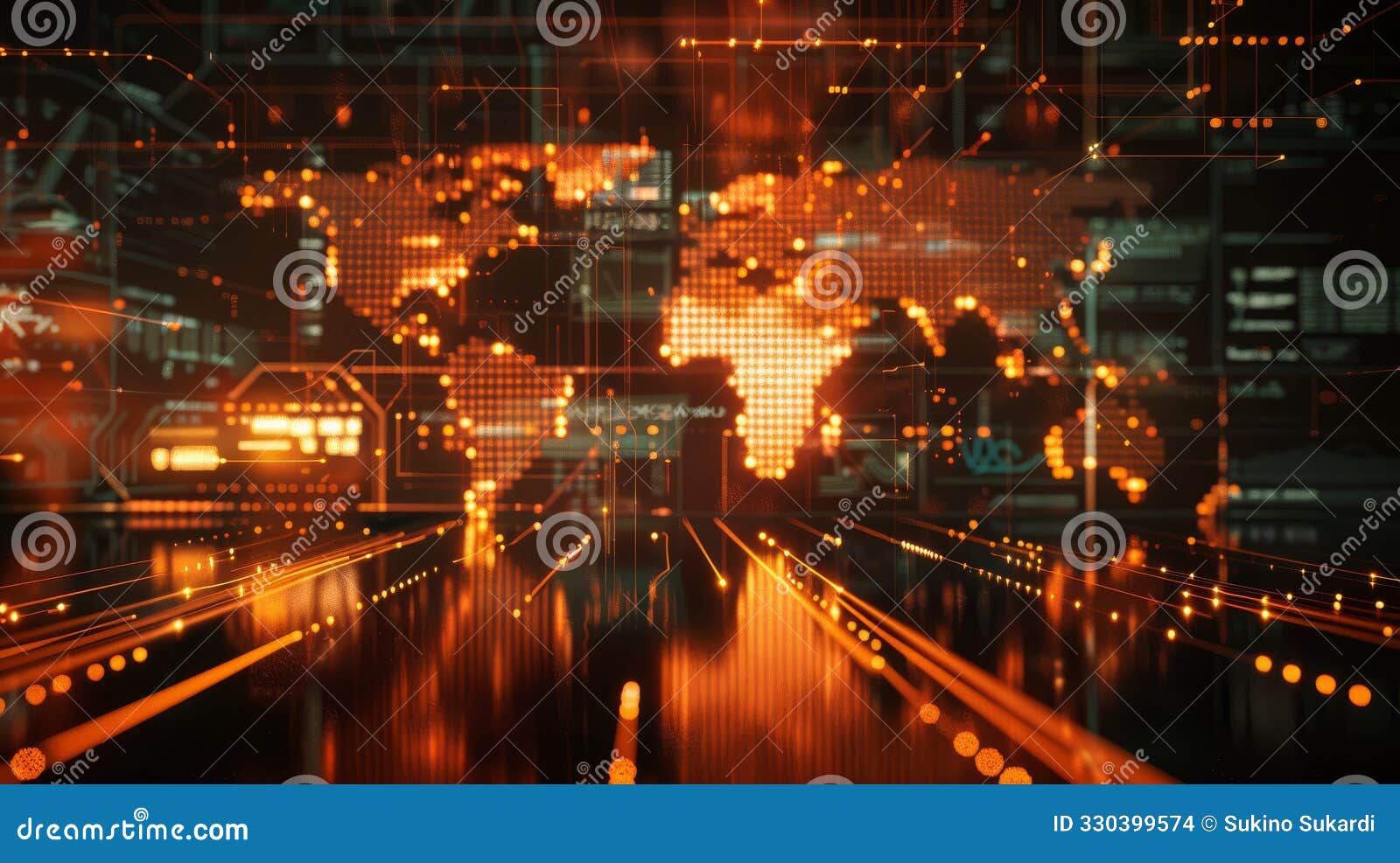 Mapping Global Data Streams Across Continents Stock Illustration ...