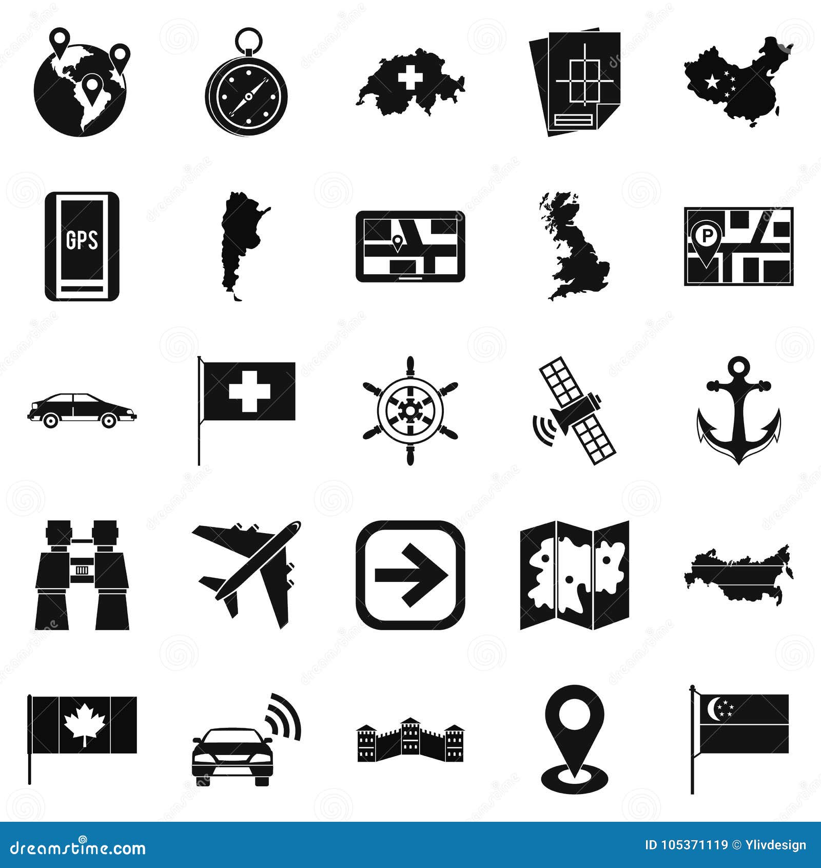 Mapping Icons Set, Simple Style Stock Vector - Illustration of country ...