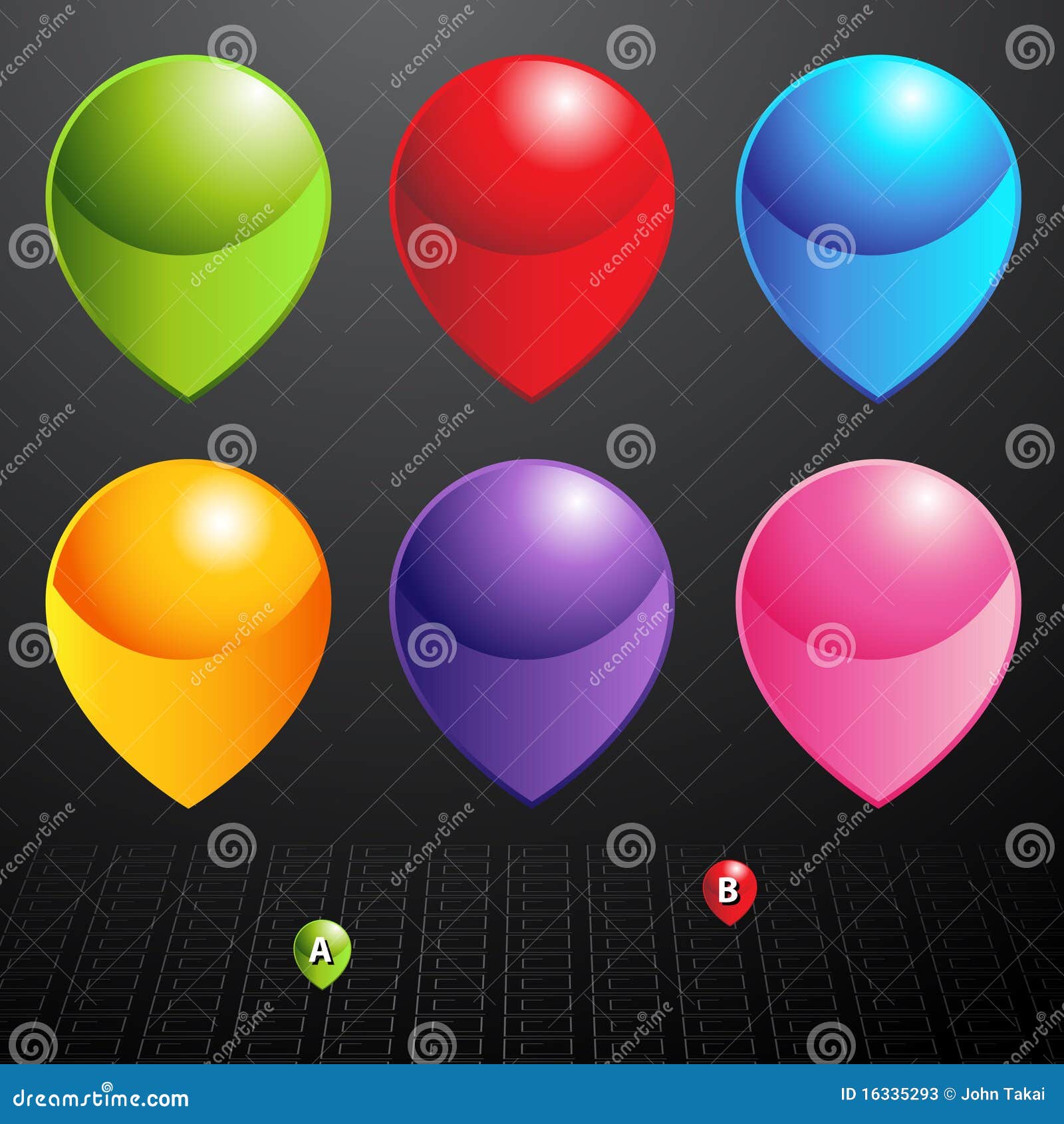 Mapping Pin Set stock vector. Illustration of icon, purple - 16335293