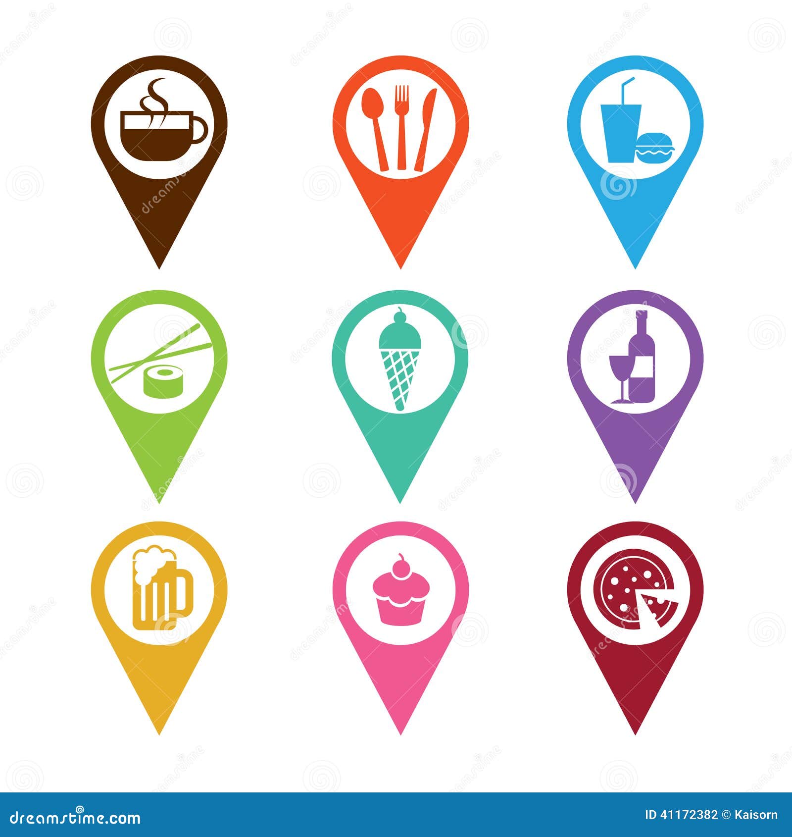 Mapping Pins Icon Food and Drink Stock Vector - Illustration of ...