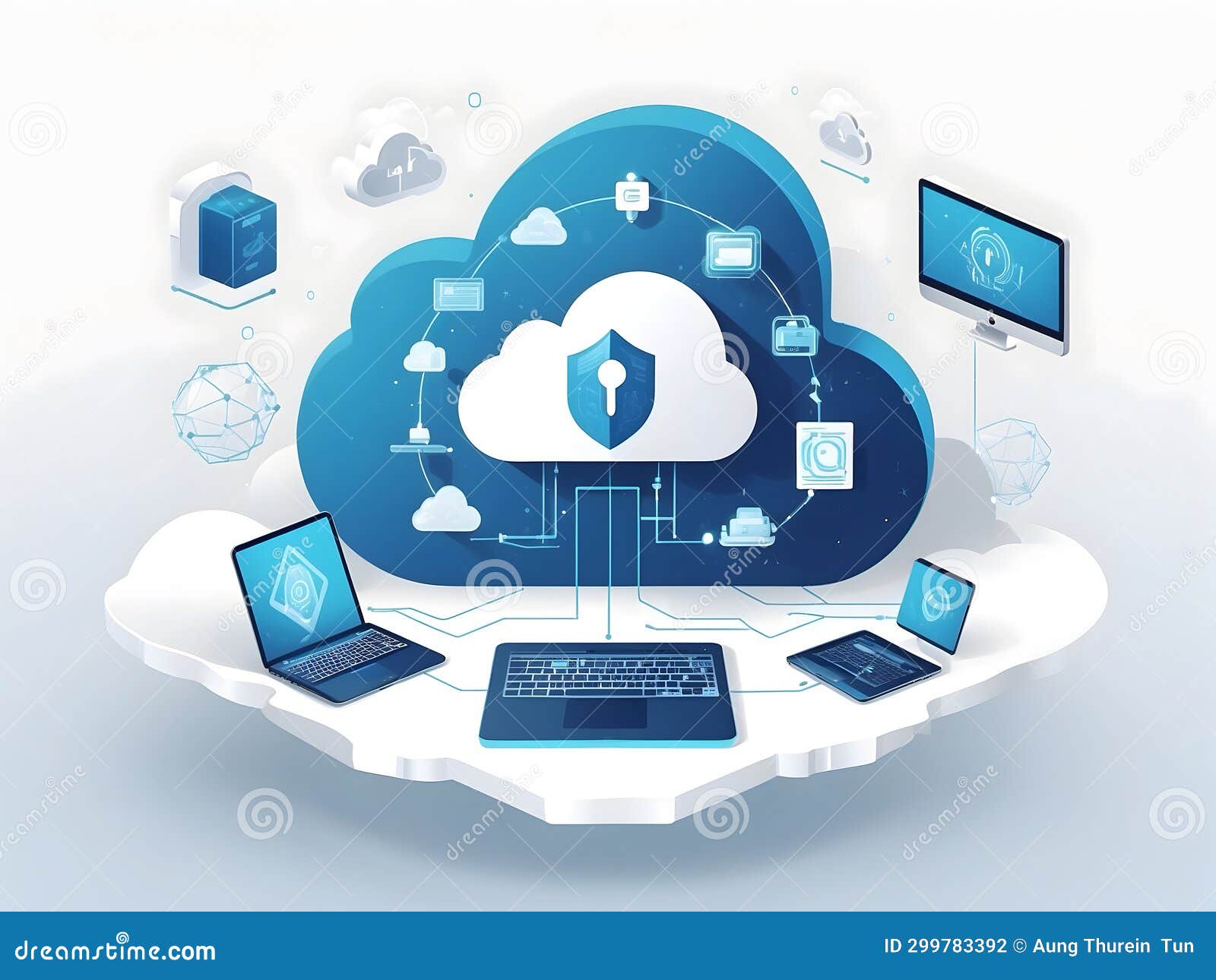 Mapping the Remote Data Storage in Future Stock Illustration - Illustration of database ...