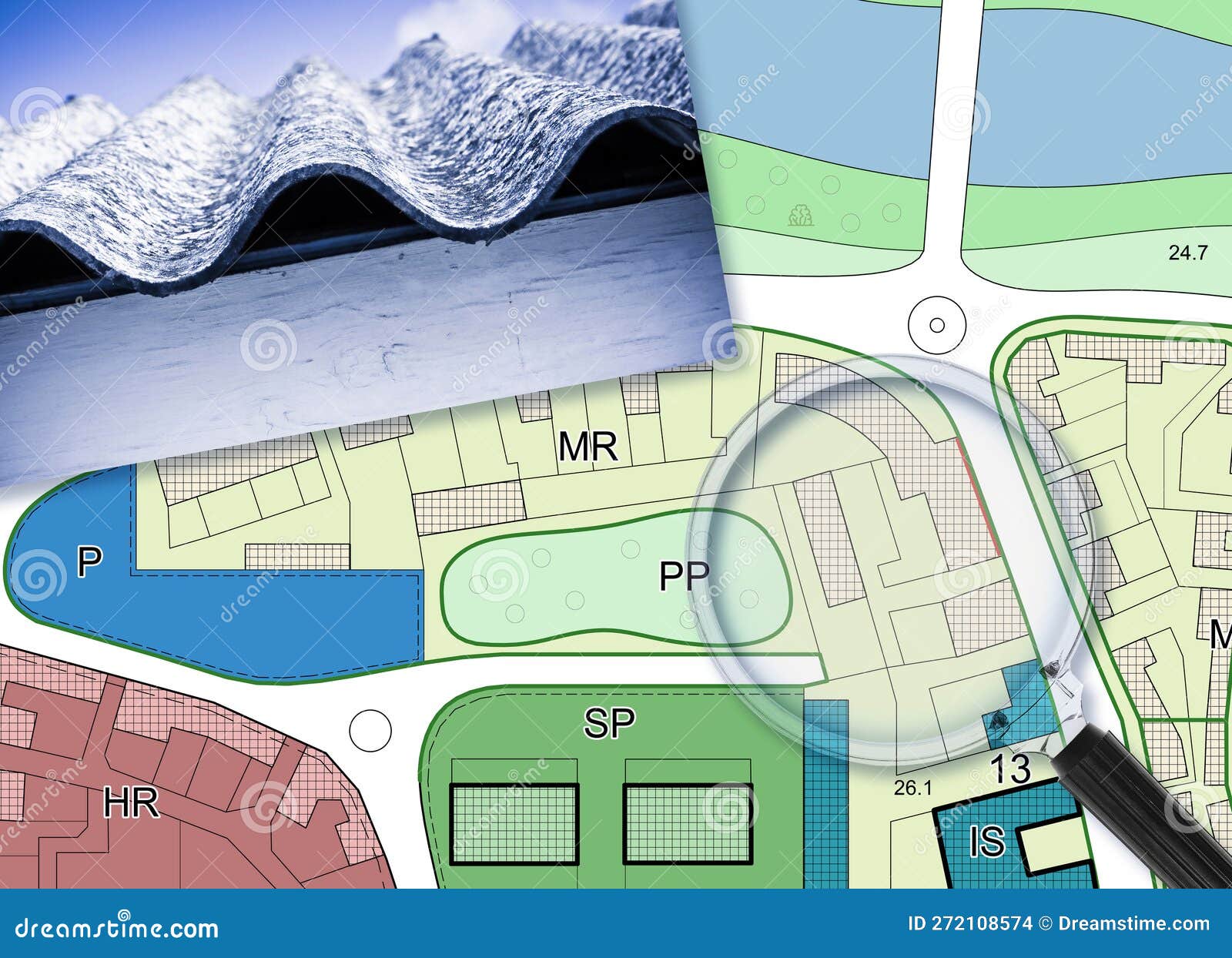 Mapping Roofing with Asbestos-containing Material Stock Photo - Image ...