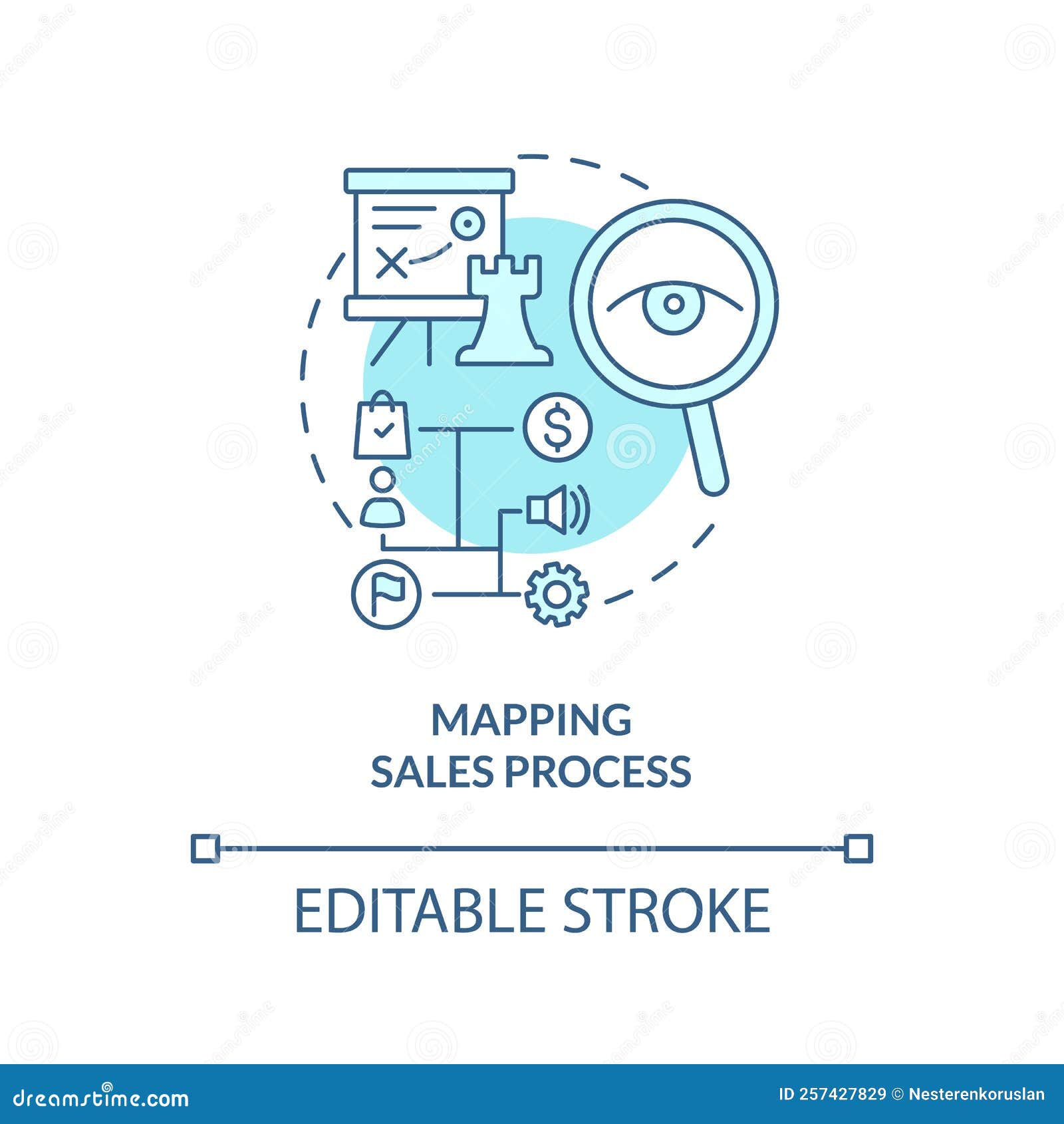 Mapping Sales Process Turquoise Concept Icon Stock Vector ...